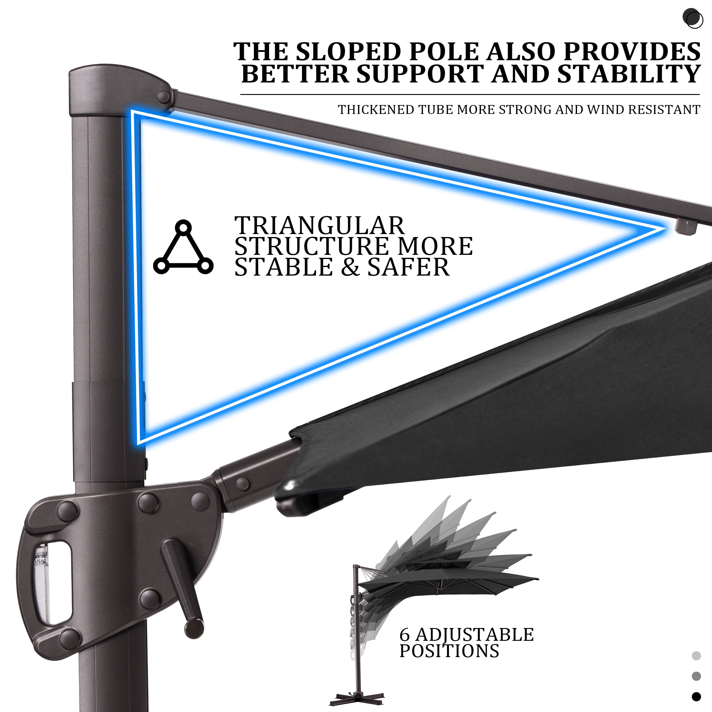 Pellebant 11x9 ft Aluminum Double Top Crank Cantilever Patio Umbrella ...