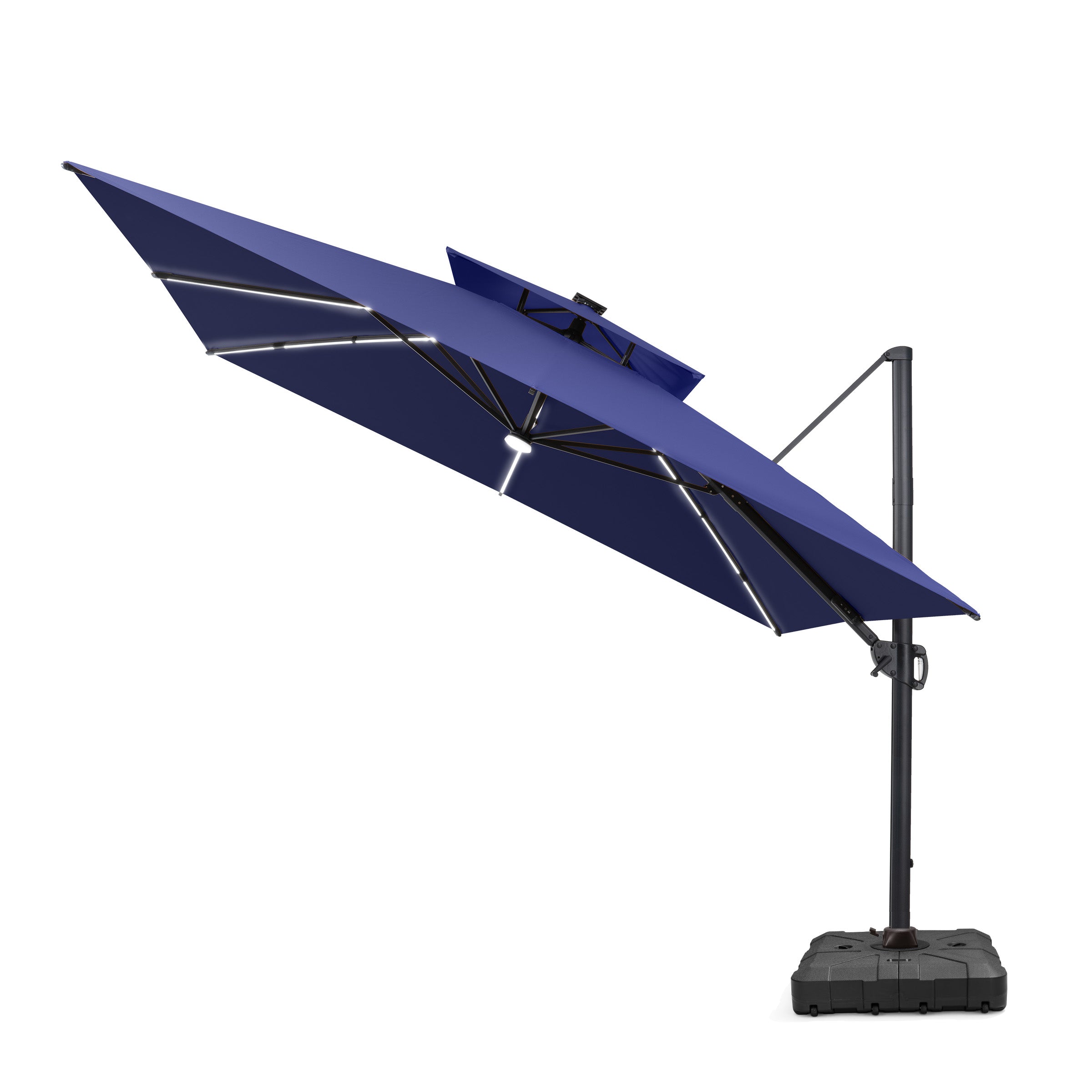 Pellebant 11 x 11 ft Aluminum Double Top Crank Cantilever Patio Umbrel ...