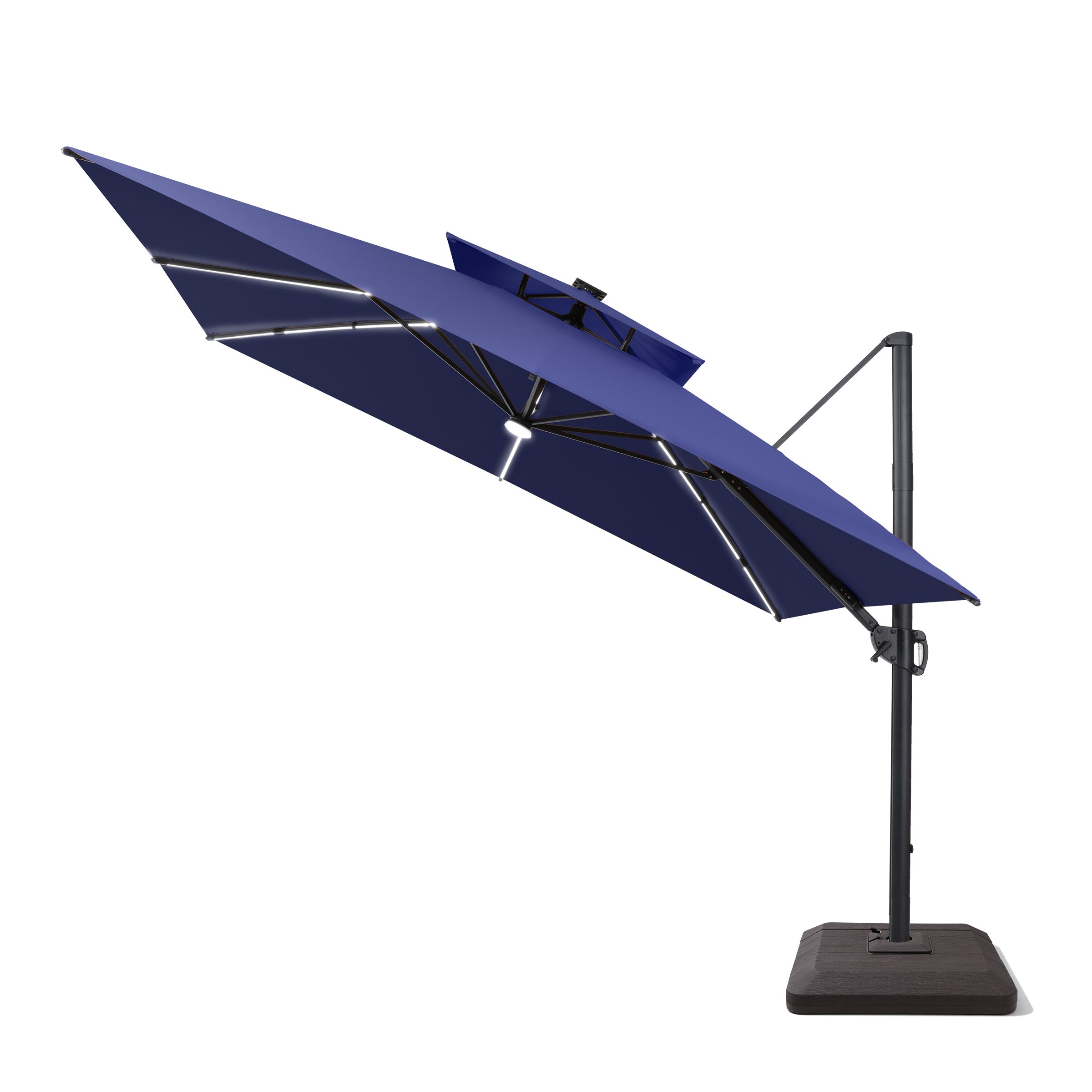 Pellebant 11 x 11 ft Aluminum Double Top Crank Cantilever Patio Umbrel ...