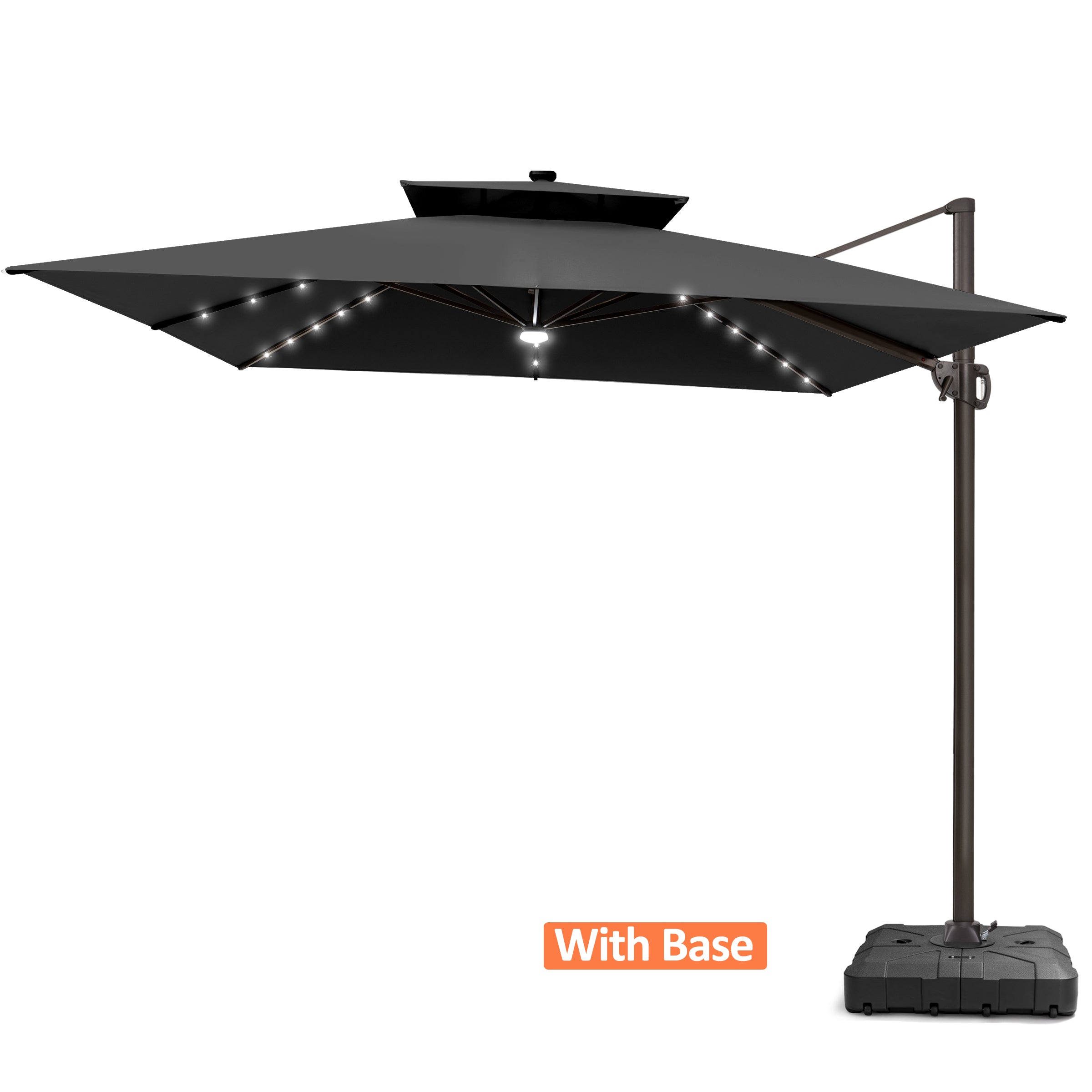 Pellebant 11 x 11 ft Aluminum Double Top Cantilever Patio Umbrella wit ...
